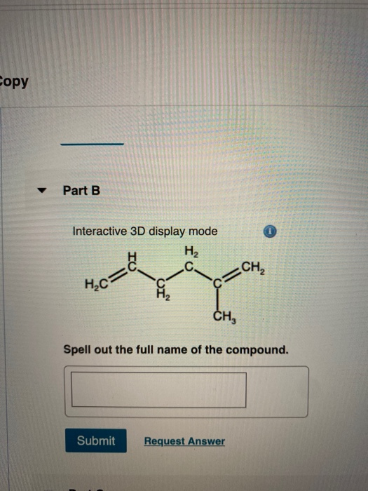 Solved Бу Part A Interactive 3D display mode CH3 H2 C H3C | Chegg.com