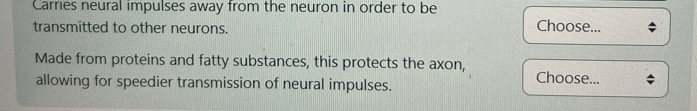 Solved Carries neural impulses away from the neuron in order | Chegg.com