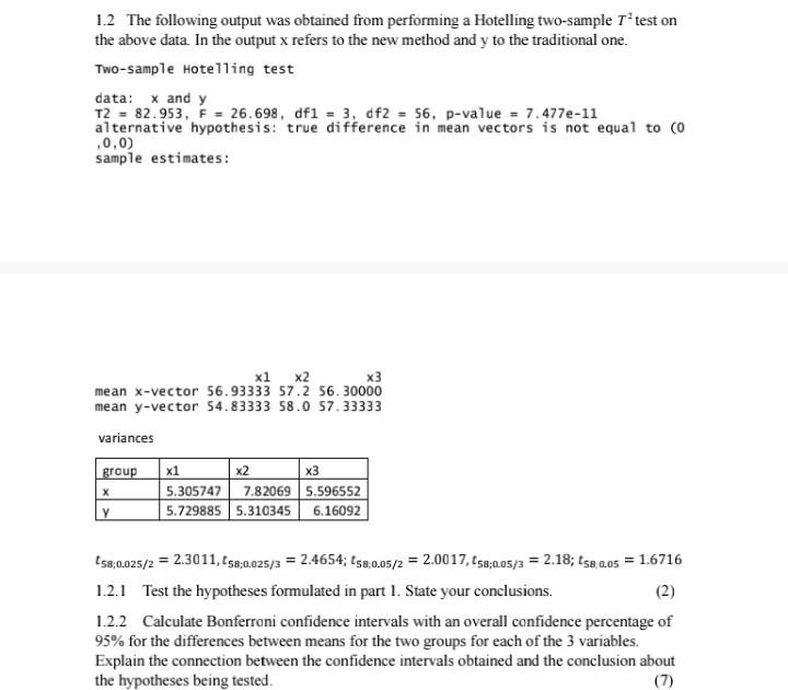 Solved 1.2 The following output was obtained from performing | Chegg.com
