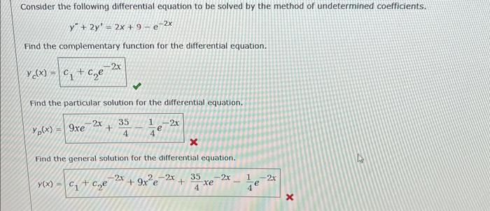 Solved y−′+2y′=2x+9−e−2x Find the complementary function for | Chegg.com