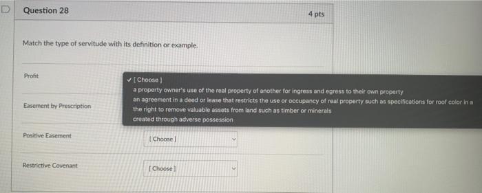 Solved Match the type of servitude with its definition or | Chegg.com