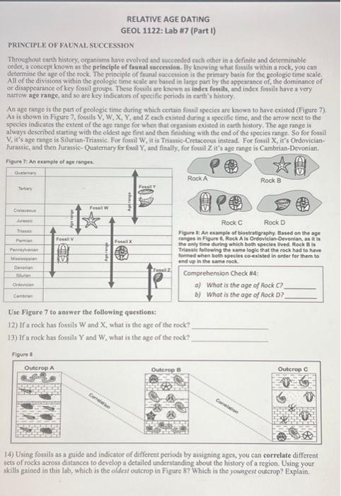 Solved RELATIVE AGE DATING GEOL 1122: Lab #7 (Part 1) | Chegg.com
