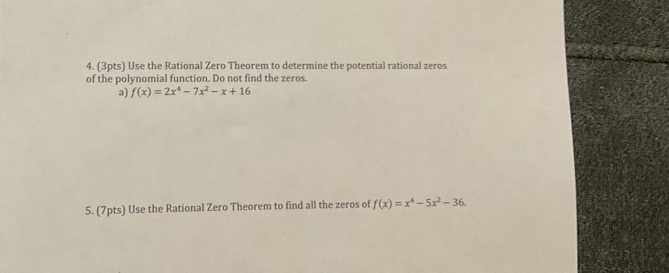 Solved by an EXPERT (3pts) ﻿Use the Rational Zero Theorem to determine ...