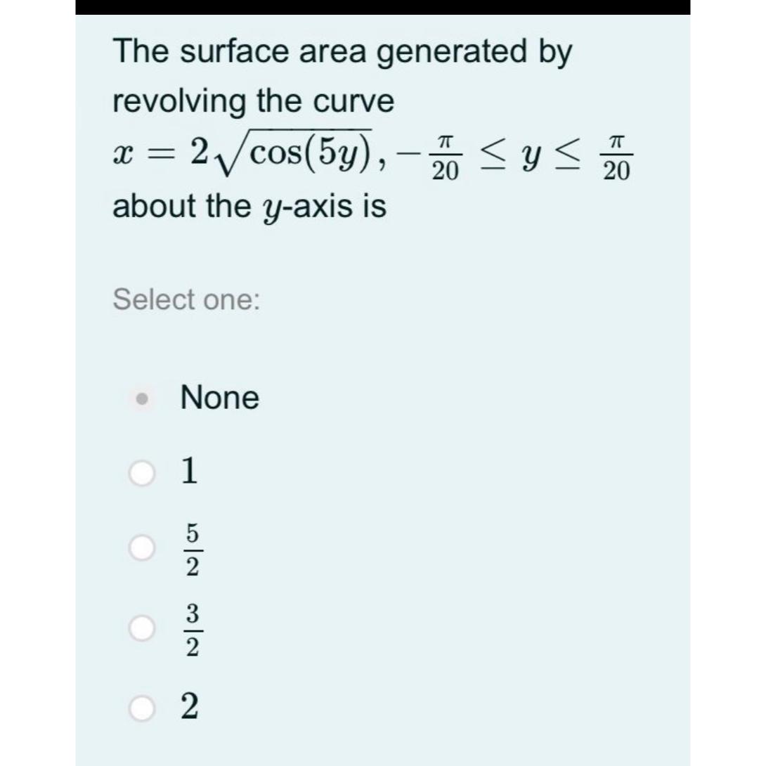 Solved The surface area generated by revolving the | Chegg.com