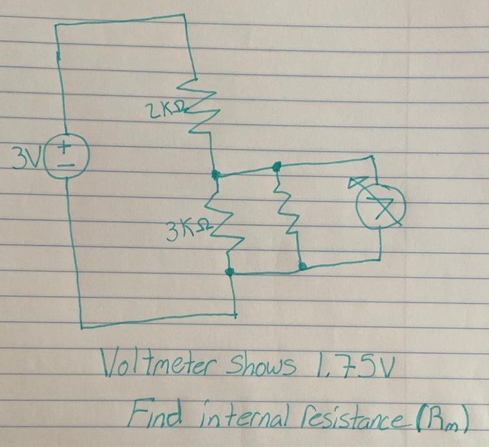 Solved Voltmeter Shows 1.75V Find internal resistance (Rm) | Chegg.com