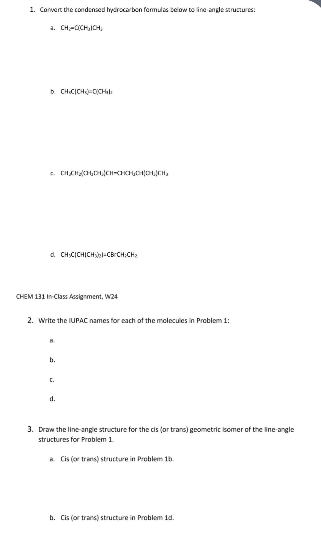 Solved Convert the condensed hydrocarbon formulas below to | Chegg.com
