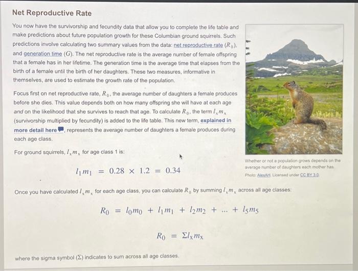 Solved Net Reproductive Rate You Now Have The Survivorship Chegg