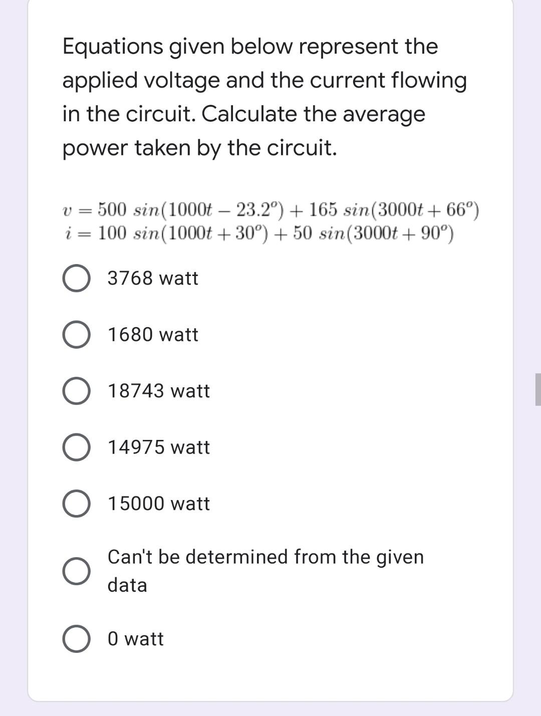 Solved Equations given below represent the applied voltage | Chegg.com