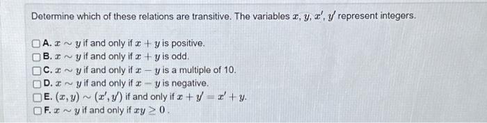 Solved Determine which of these relations are transitive. | Chegg.com
