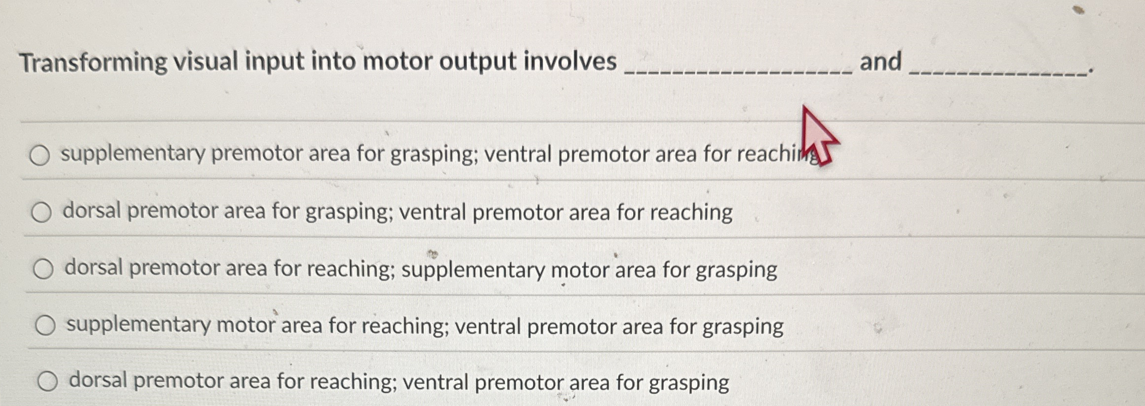 Solved Transforming visual input into motor output involves | Chegg.com