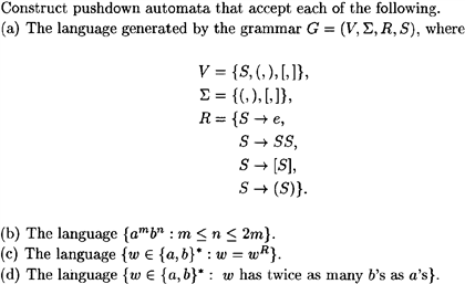 Construct pushdown automata that accept each of the | Chegg.com