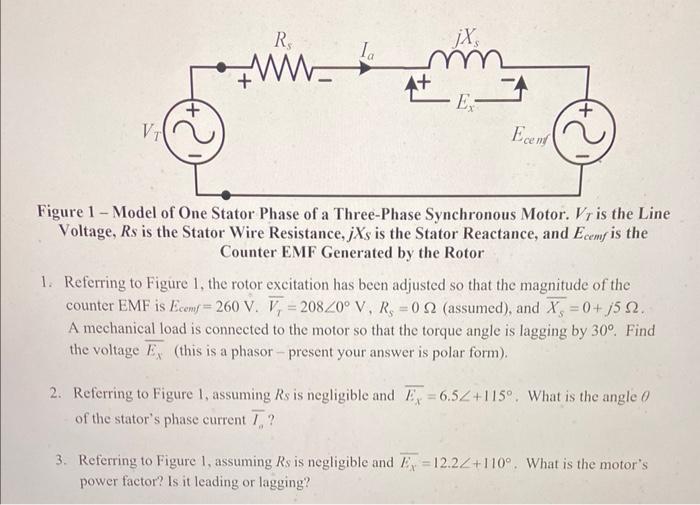 Solved Figure 1 - Model of One Stator Phase of a Three-Phase | Chegg.com