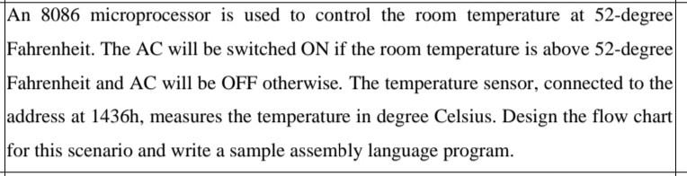 Solved An 8086 microprocessor is used to control the room | Chegg.com