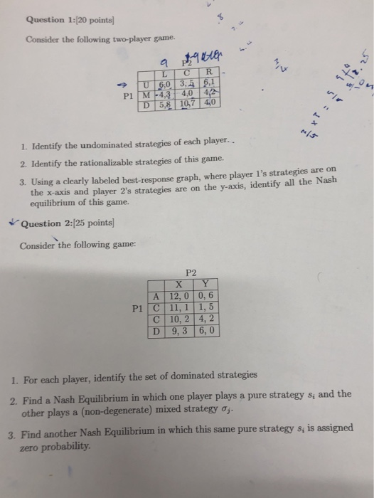 Question 1:[20 points) Consider the following | Chegg.com