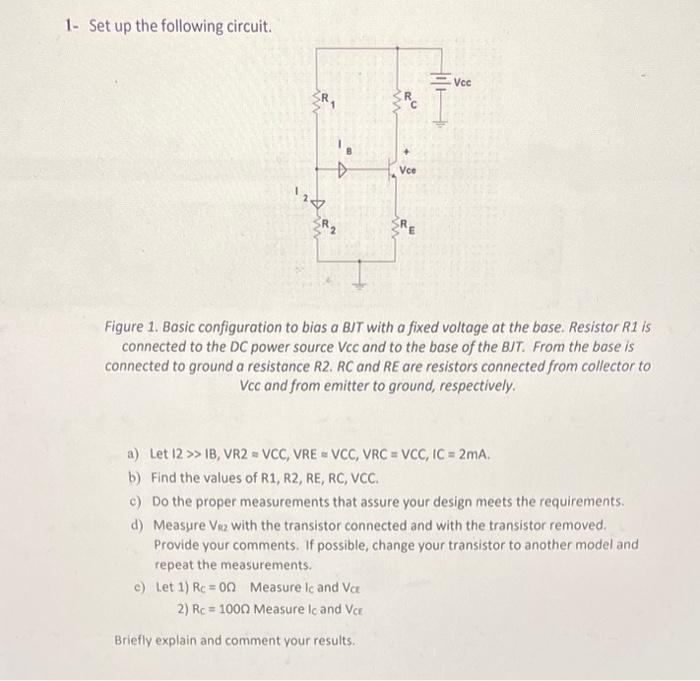 Solved 1- Set up the following circuit. Figure 1. Basic | Chegg.com