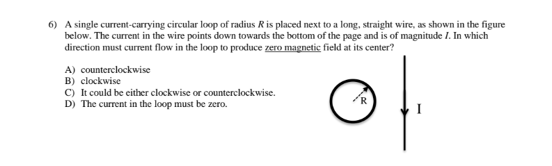 Solved 6) A single current-carrying circular loop of radius | Chegg.com