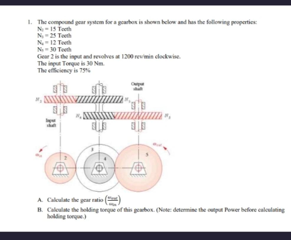 Solved The compound gear system for a gearbox is shown below | Chegg.com