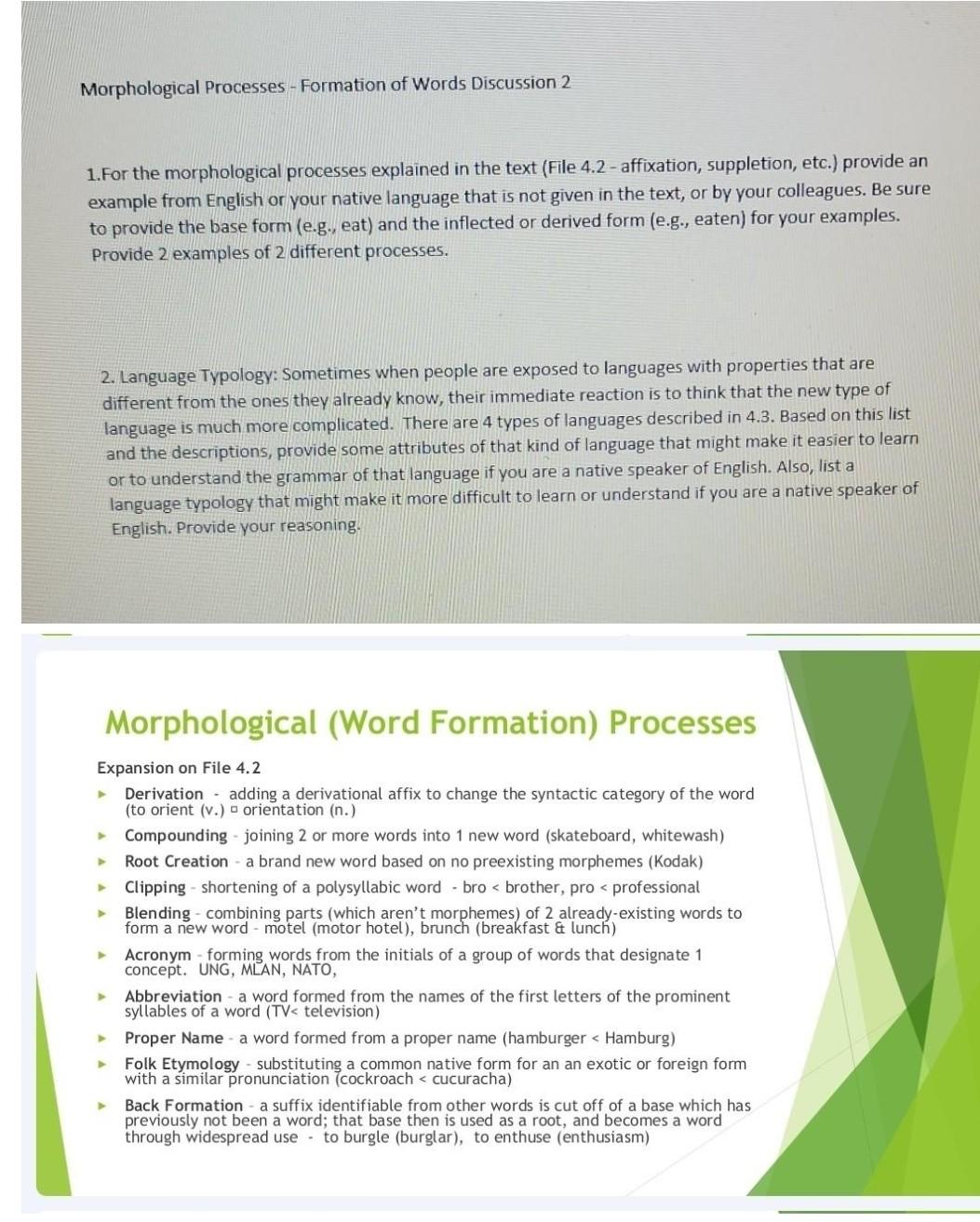 Morphological Processes - Formation of Words | Chegg.com