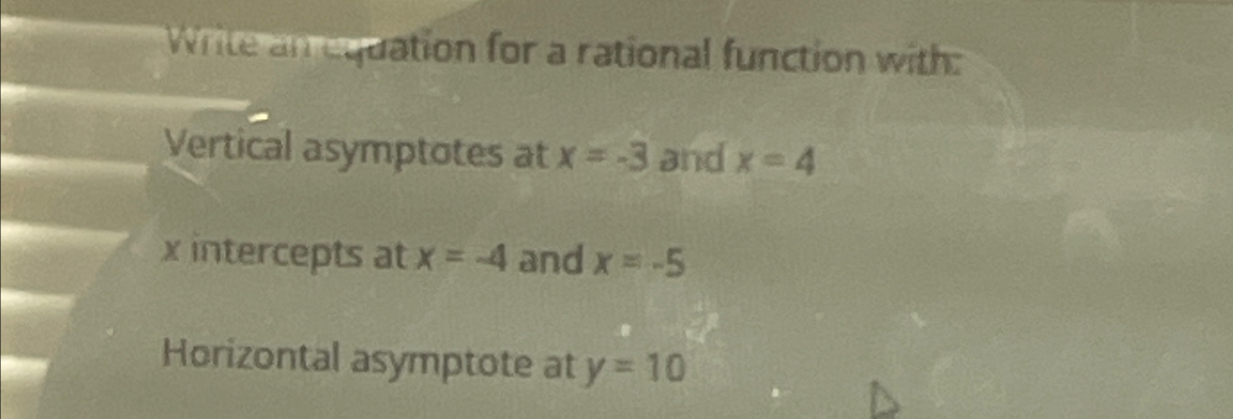 Solved Write an quation for a rational function | Chegg.com