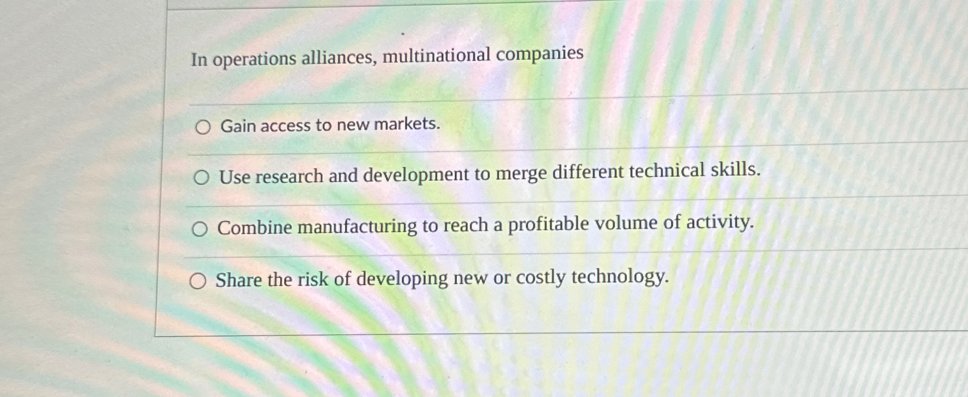 Solved In operations alliances, multinational companiesGain | Chegg.com