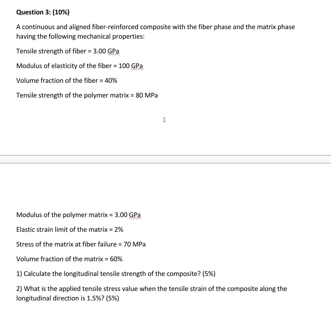 Solved A continuous and aligned fiber-reinforced composite | Chegg.com