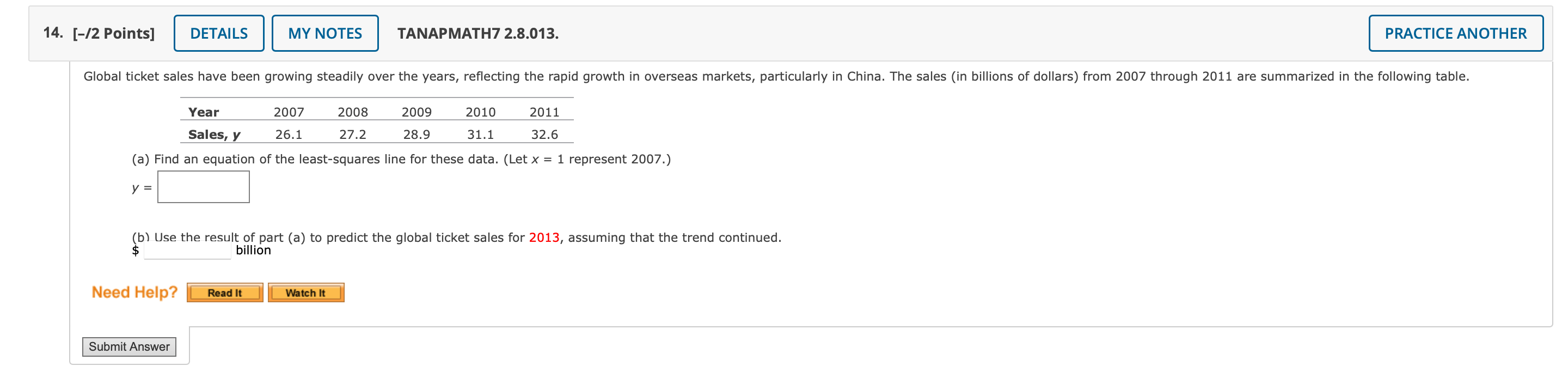 Solved Question?Global ticket sales have been growing | Chegg.com