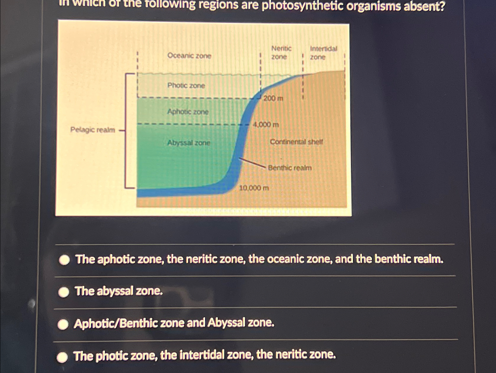 Solved in wnicn or the rollowing regions are photosynthetic | Chegg.com