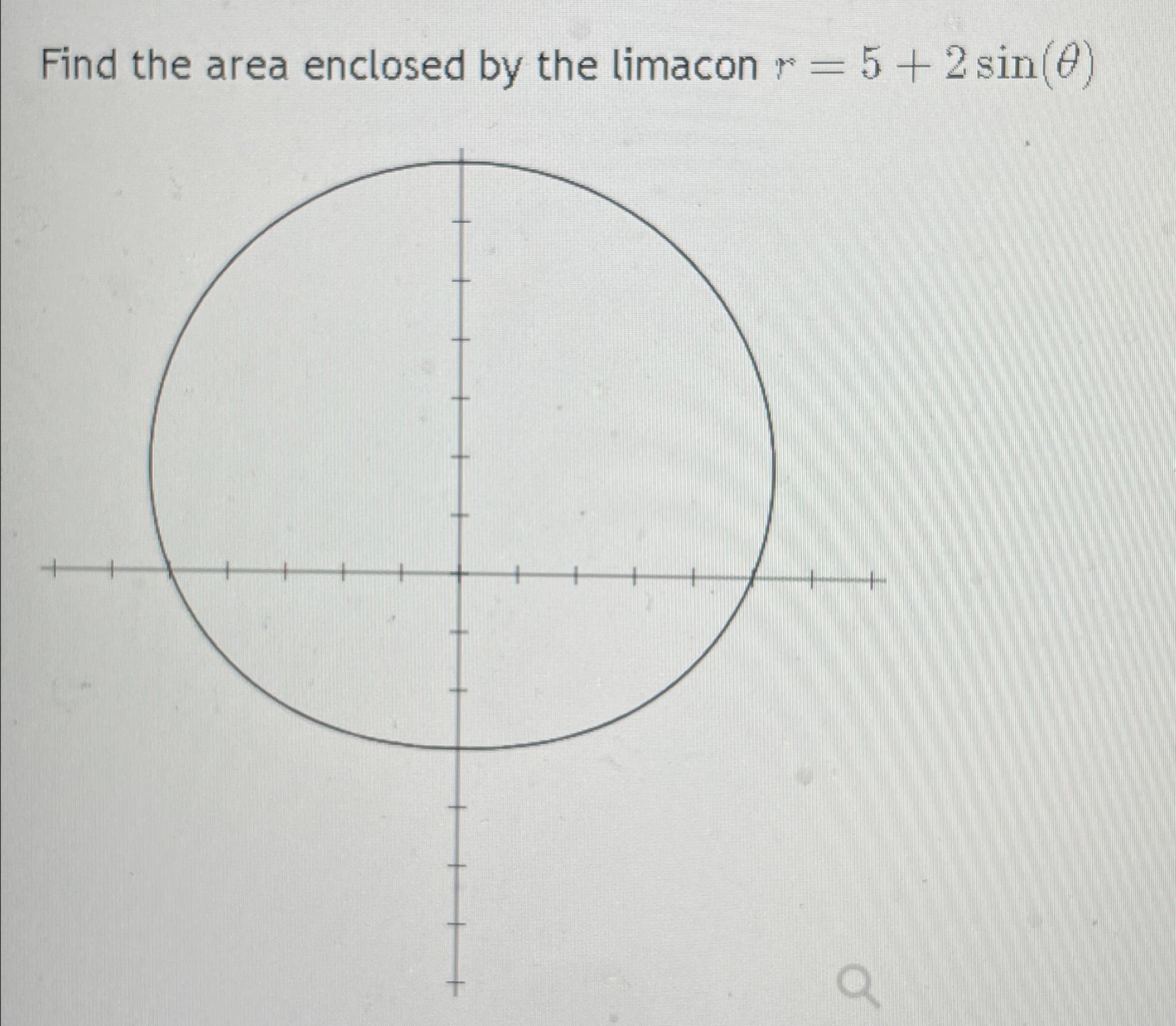 Solved Find the area enclosed by the limacon r=5+2sin(θ) | Chegg.com