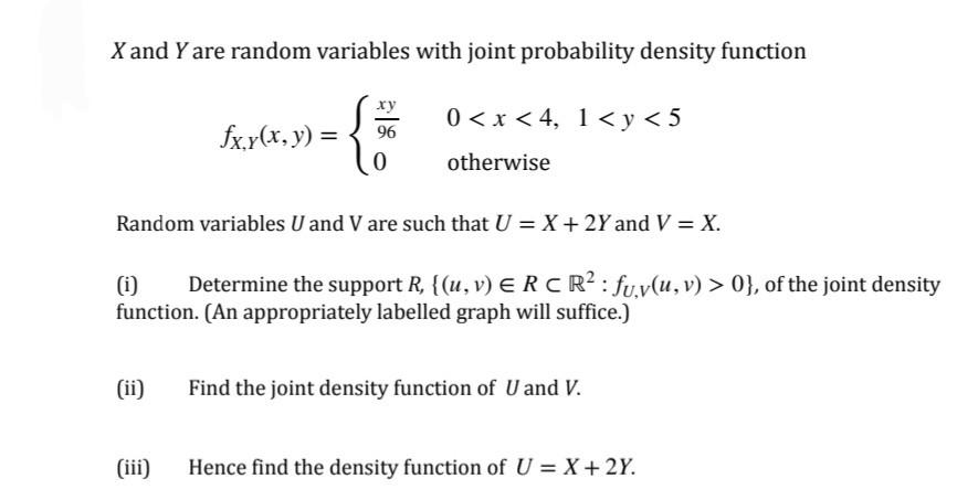 Solved X and Y are random variables with joint probability | Chegg.com
