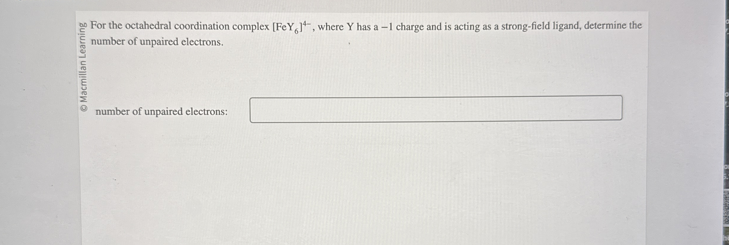 Solved →an ﻿For the octahedral coordination complex | Chegg.com