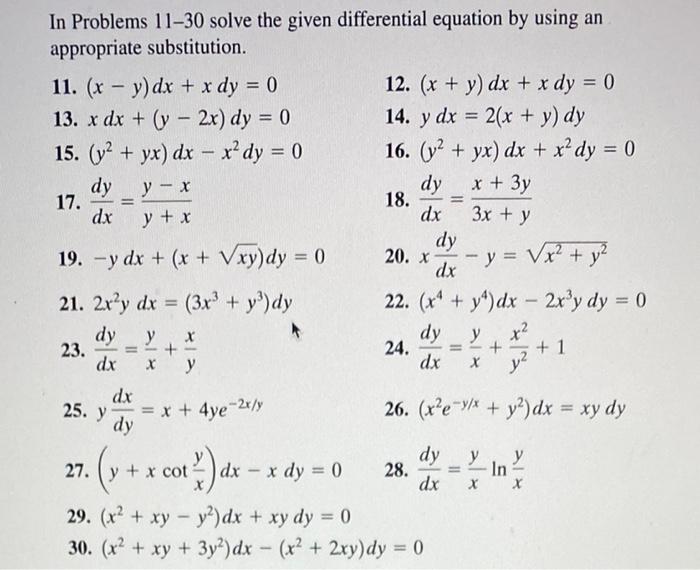 Solved dy = 3x + y dy 20. x In Problems 11-30 solve the | Chegg.com
