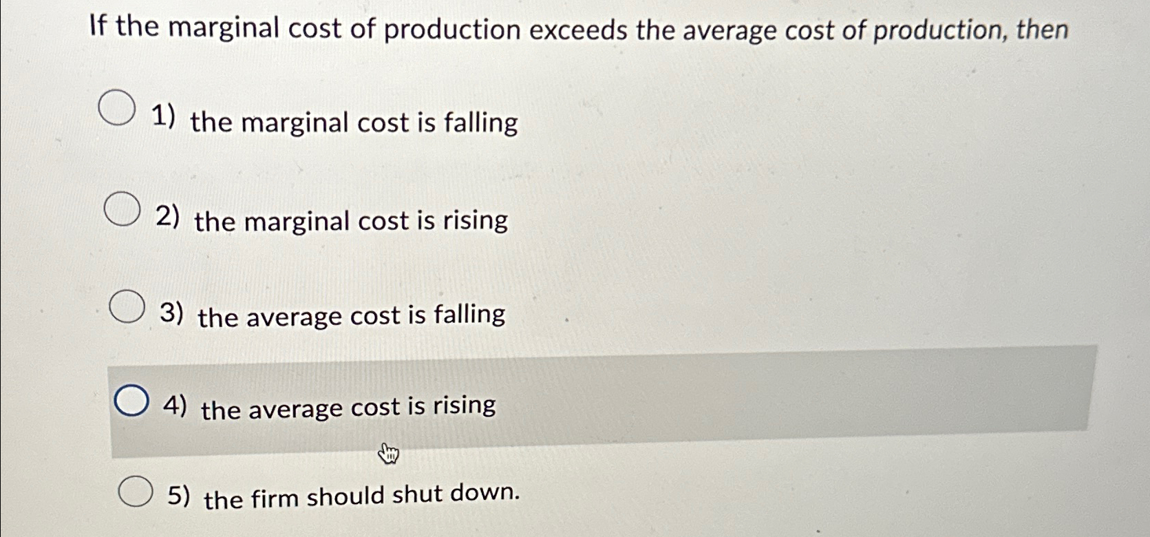 Solved If the marginal cost of production exceeds the | Chegg.com