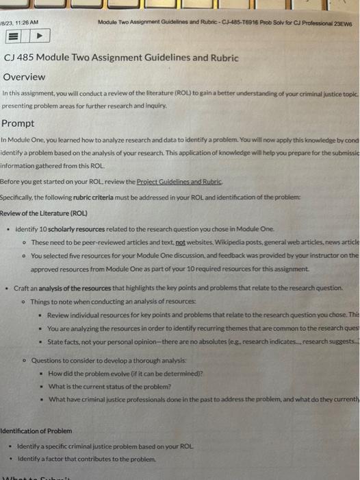 Solved C) 485 Module Two Assignment Guidelines and Rubric | Chegg.com Solved C) 485 Module Two Assignment Guidelines and Rubric | Chegg.com