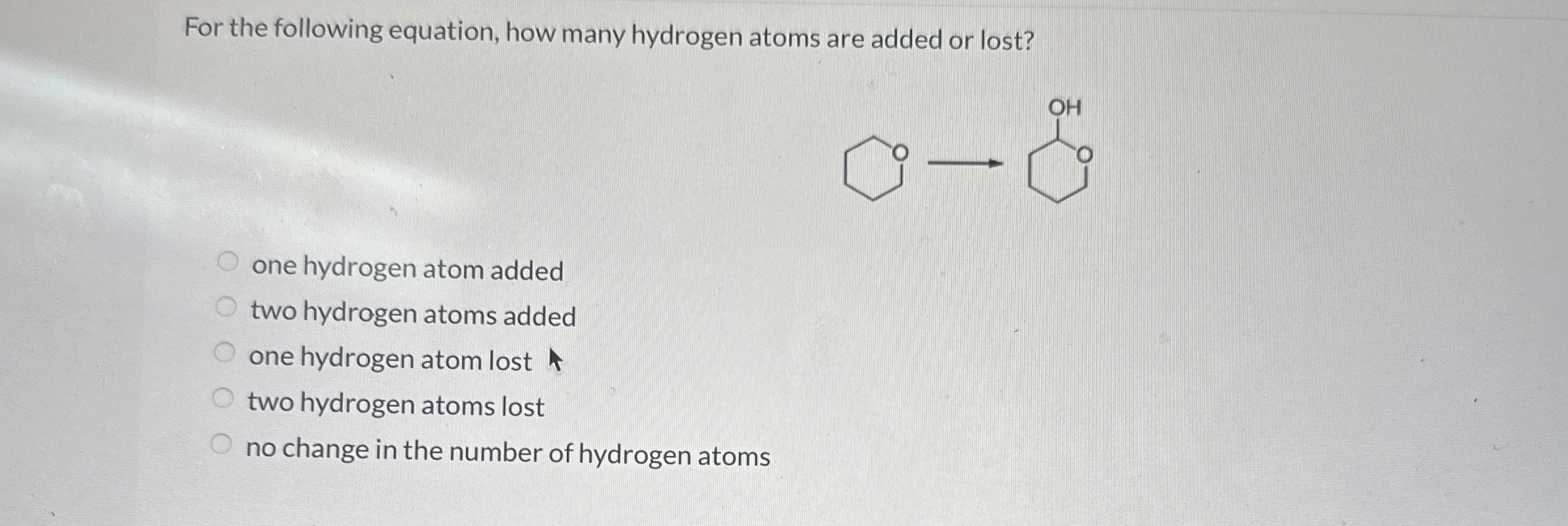 Solved For the following equation, how many hydrogen atoms | Chegg.com