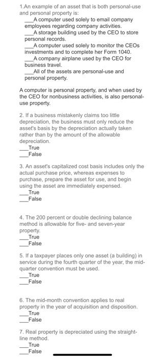 Solved 1. An example of an asset that is both personal-use | Chegg.com