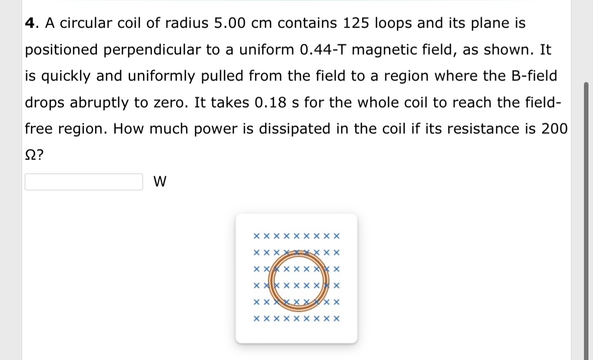 Solved A circular coil of radius 5.00cm ﻿contains 125 ﻿loops | Chegg.com