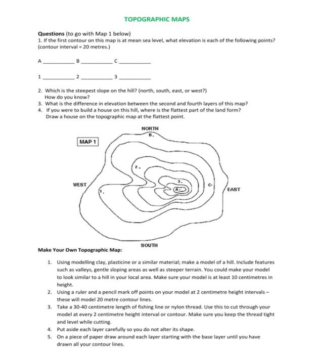 Solved TOPOGRAPHIC MAPS Questions (to go with Map 1 below) | Chegg.com