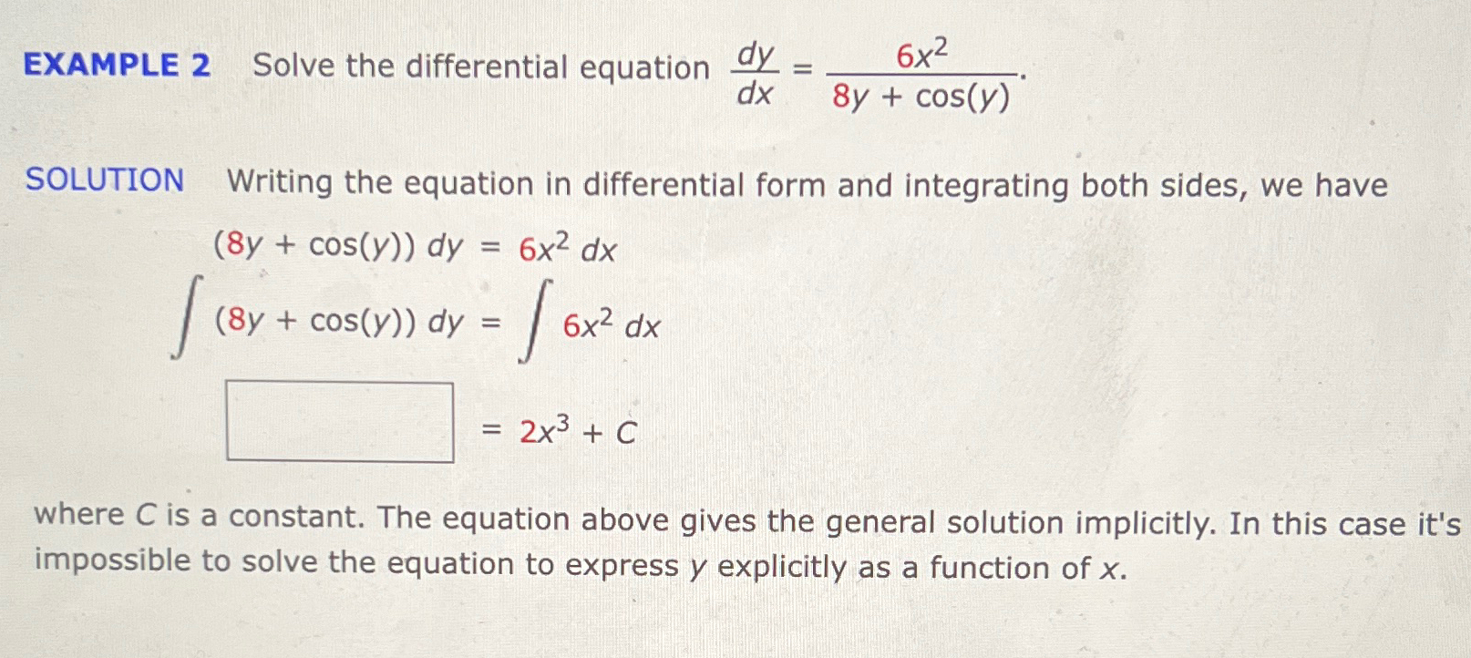 Solved EXAMPLE 2 ﻿Solve the differential equation | Chegg.com