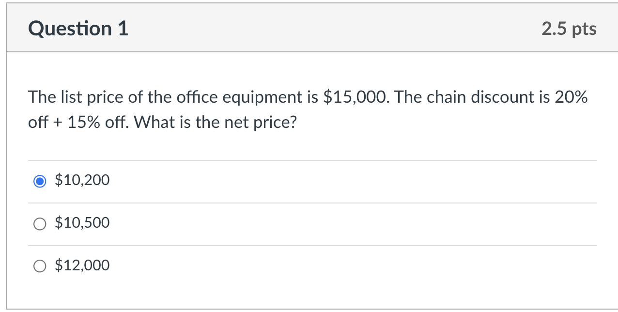 Solved Question 1The list price of the office equipment is | Chegg.com