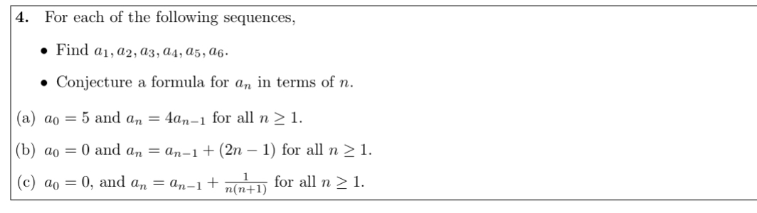 Solved For each of the following sequences,Find | Chegg.com