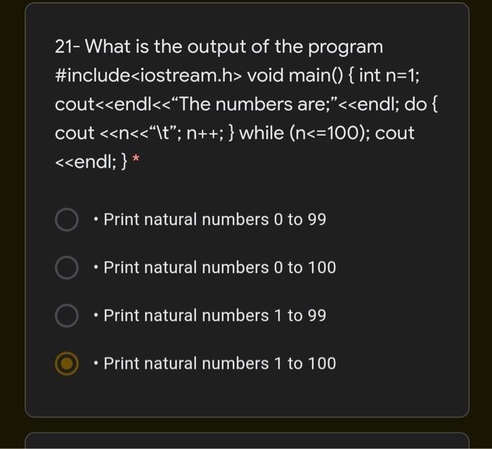 Solved 21- What is the output of the program #include void | Chegg.com