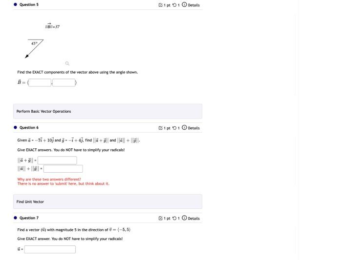 Solved Find the EXACT components of the vector abeve using | Chegg.com