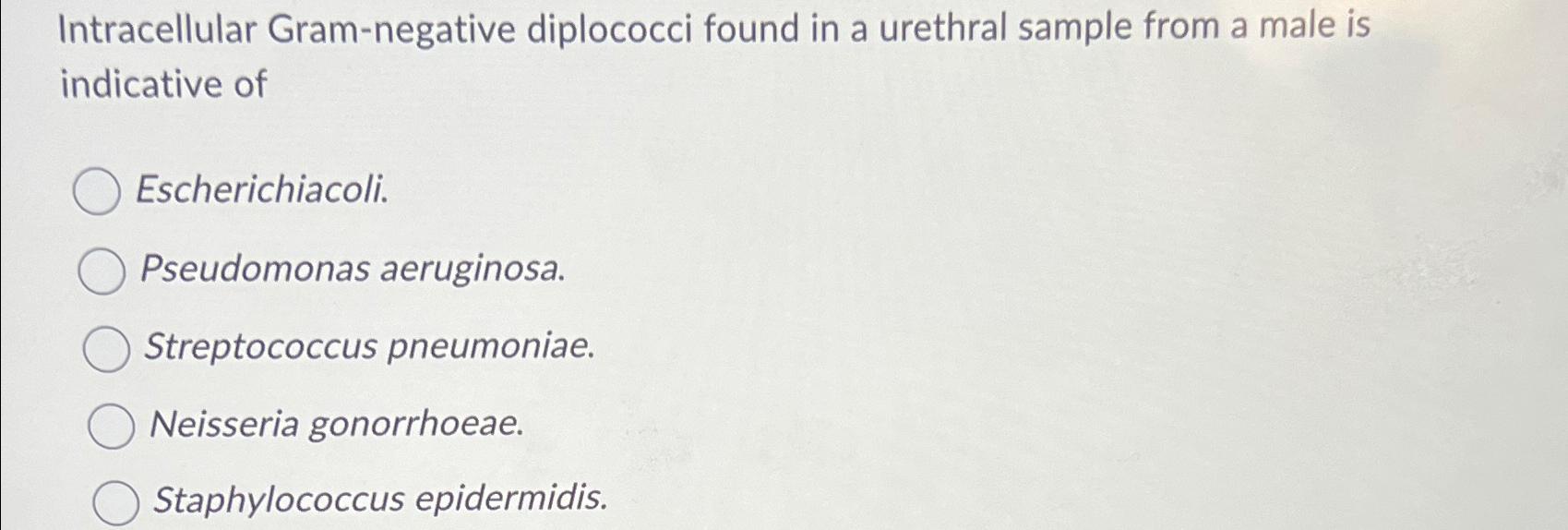 Solved Intracellular Gram-negative diplococci found in a | Chegg.com