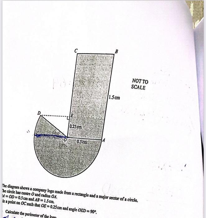 Solved The diagran he circle ha X=OD=0.5 cm and AB=1.5 cm. | Chegg.com