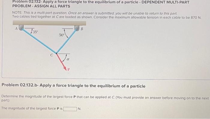 Solved Problem 02.132. Apply a force triangle to the | Chegg.com