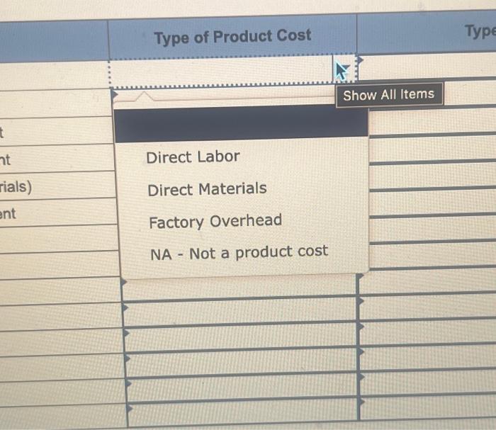 Solved Identify each cost as elther a product cost or a | Chegg.com