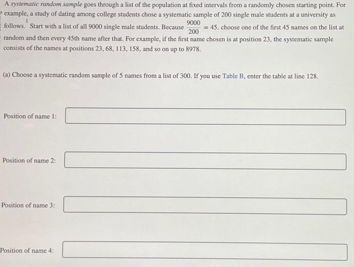 Solved A systematic random sample goes through a list of the | Chegg.com