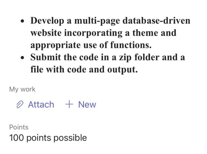 Solved - Develop a multi-page database-driven website | Chegg.com