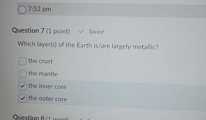 High Quality SOLUTION 7:52 ﻿pmQuestion 7 (1 ﻿point) ﻿SavedWhich layer(s) | Chegg.com
