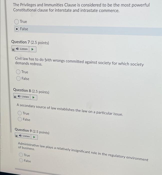 Solved The Privileges and Immunities Clause is considered to | Chegg.com